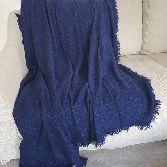 Fennco Styles | Bedding | Navy Blue Waffle Weave Solid Lightweight 5x60 ...